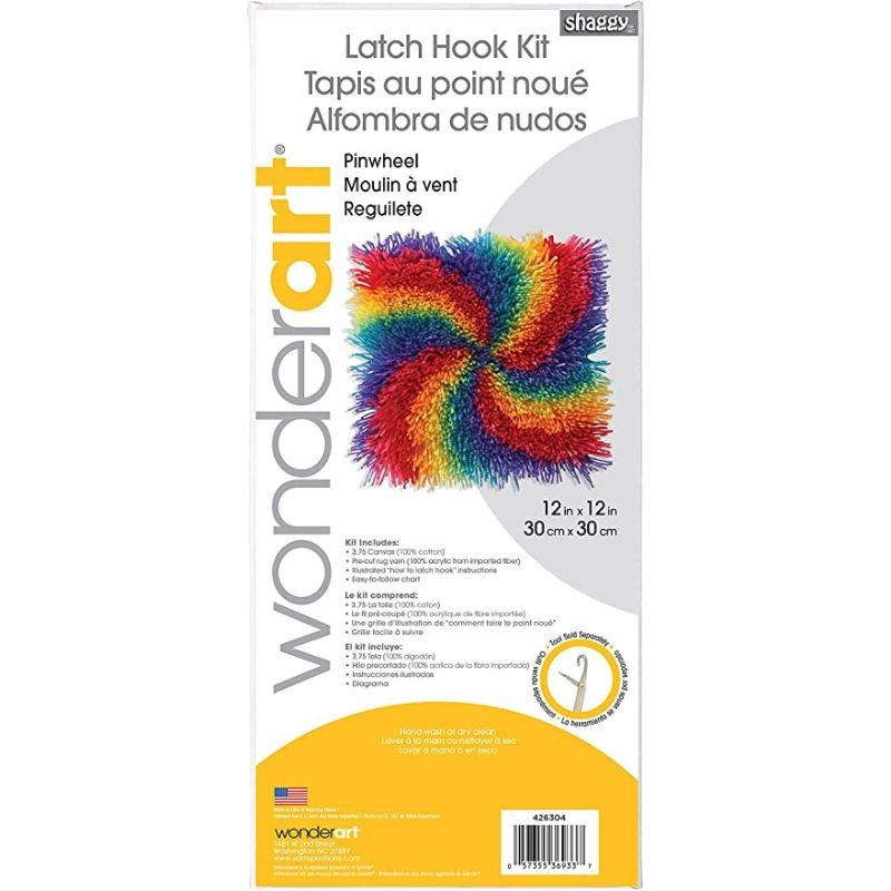 Wonderart | Latch Hook Kit | Shaggy | Pinwheel | Craft | Kids Craft