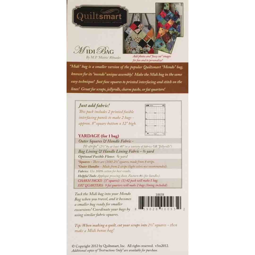 Quiltsmart | Mondo Bag | Printed Interfacing | 1 Bag | Bag Pattern
