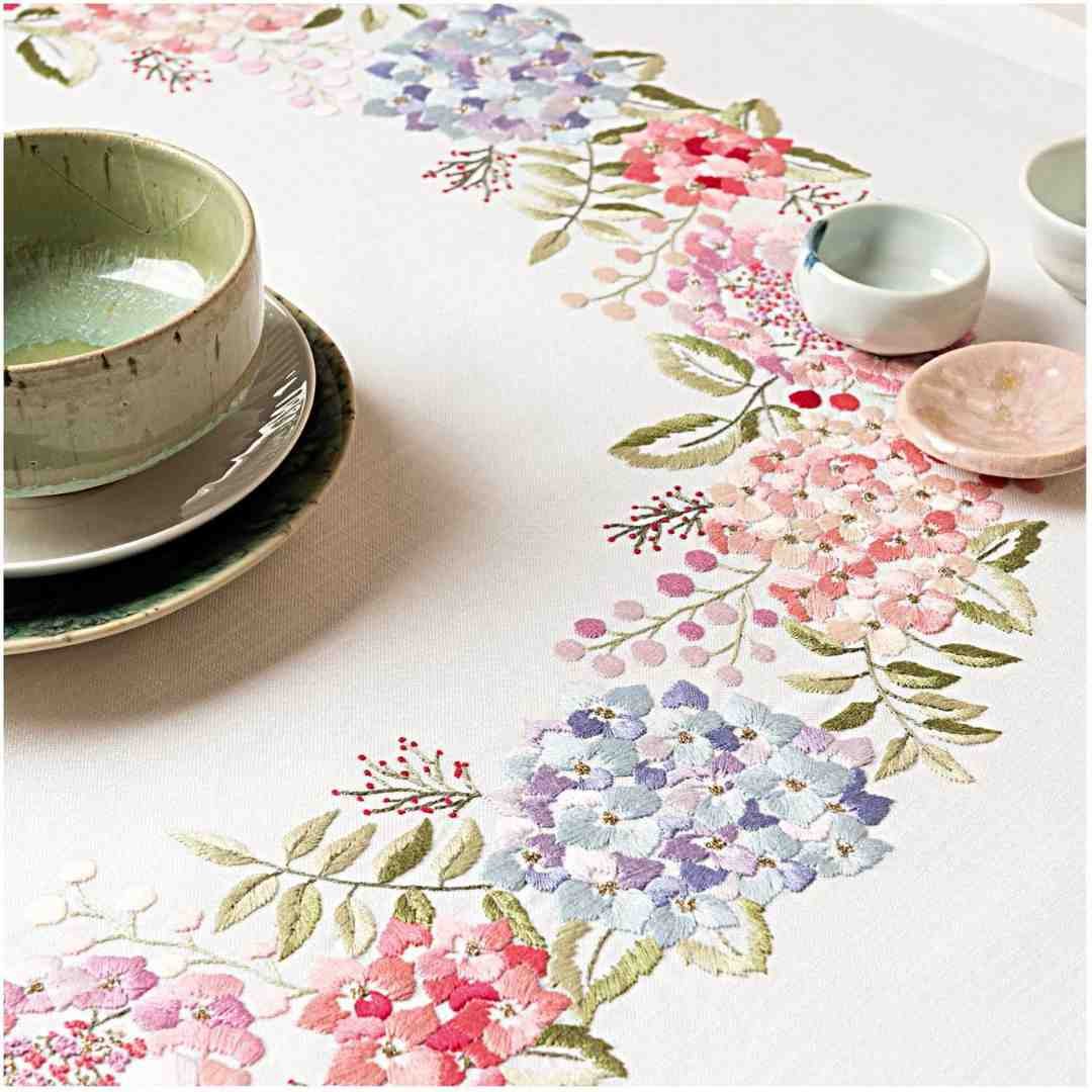 Rico Designs | Tablecloth | Hydrangea | Embroidery | Kit | Threads