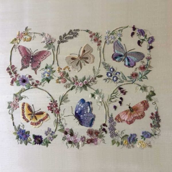 Roseworks Embroidery | Butterfly Carnival | Silk | Cream | White